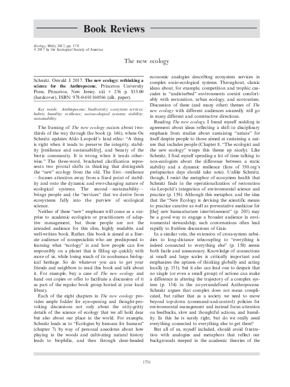 (PDF) A New Ecology