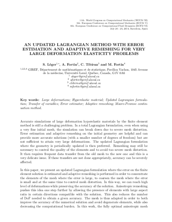 (PDF) An updated Lagrangian method with error estimation and adaptive remeshing for very large ...