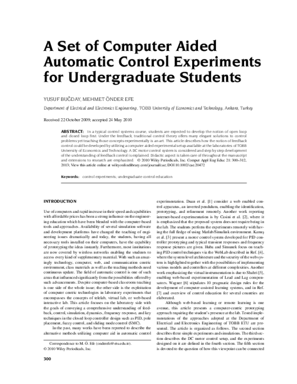 (PDF) A set of computer aided automatic control experiments for ...