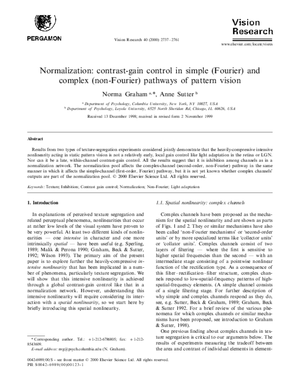 (PDF) Normalization: contrast-gain control in simple (Fourier) and ...