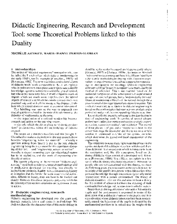 (PDF) Didactic engineering, research and development tool: some ...