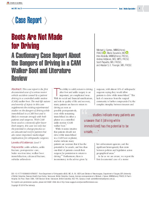 (PDF) Boots Are Not Made for Driving: A Cautionary Case Report About ...