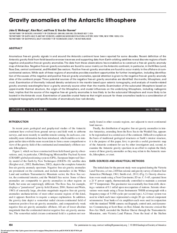 (PDF) Gravity anomalies of the Antarctic lithosphere | Alan Rice ...