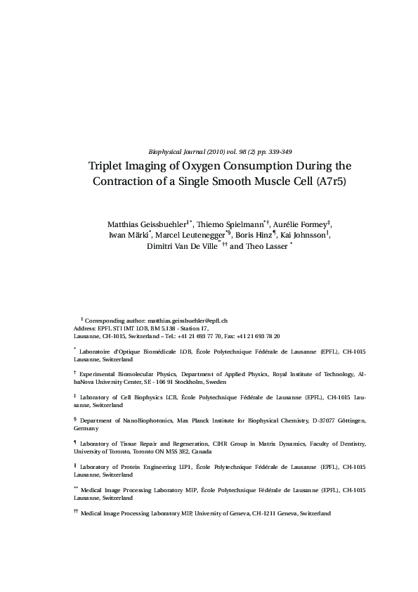(PDF) Triplet Imaging of Oxygen Consumption during the Contraction of a ...
