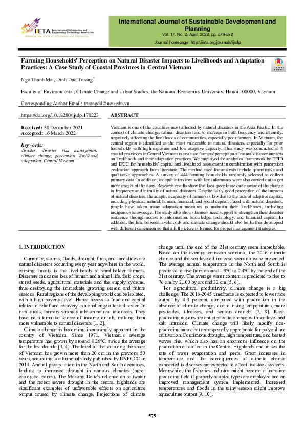 (PDF) Farming Households' Perception on Natural Disaster Impacts to ...