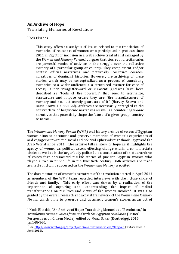 (PDF) An archive of hope