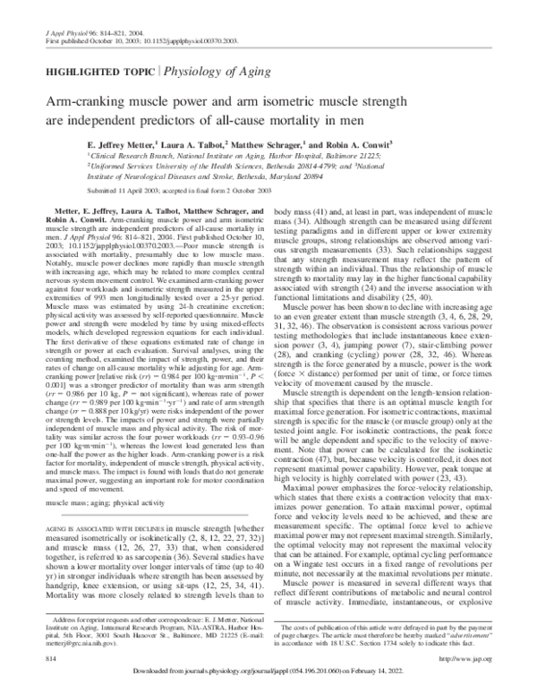 (PDF) Arm-cranking muscle power and arm isometric muscle strength are ...