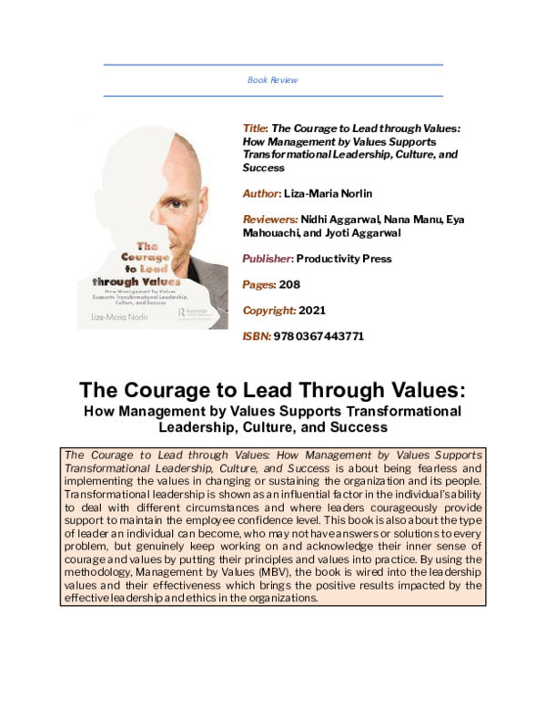 (PDF) The Courage to Lead Through Values: How Management by Values ...