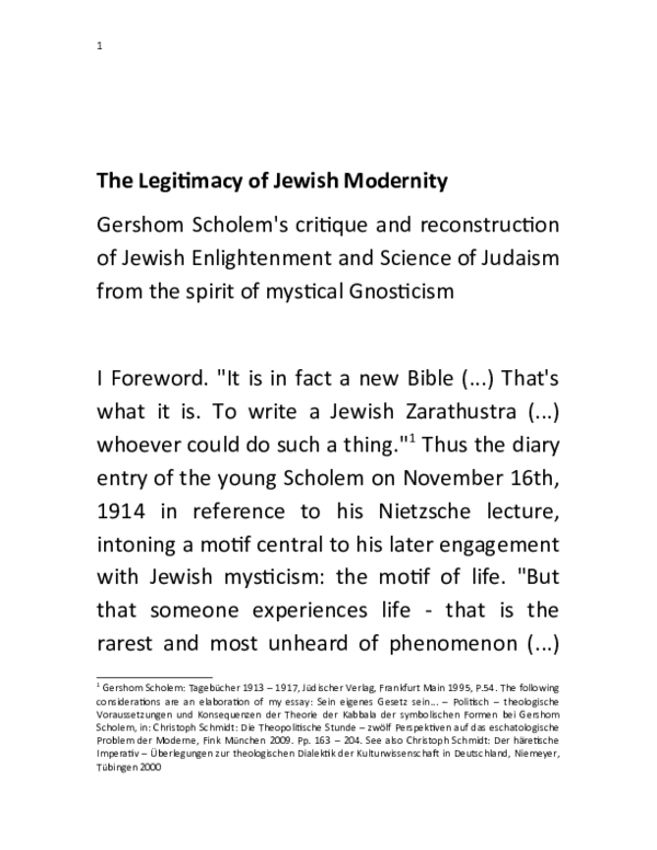 (DOC) Scholem's Critique of Jewish Enlightenment and Mysticism