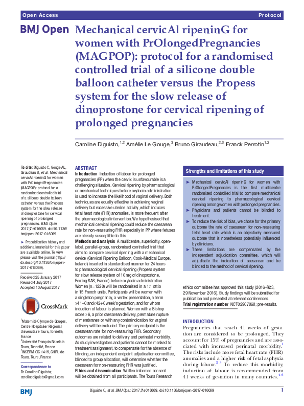 (PDF) Mechanical cervicAl ripeninG for women with PrOlongedPregnancies ...
