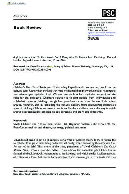 (PDF) A glitch in the matrix. The Class Matrix: Social Theory after the ...