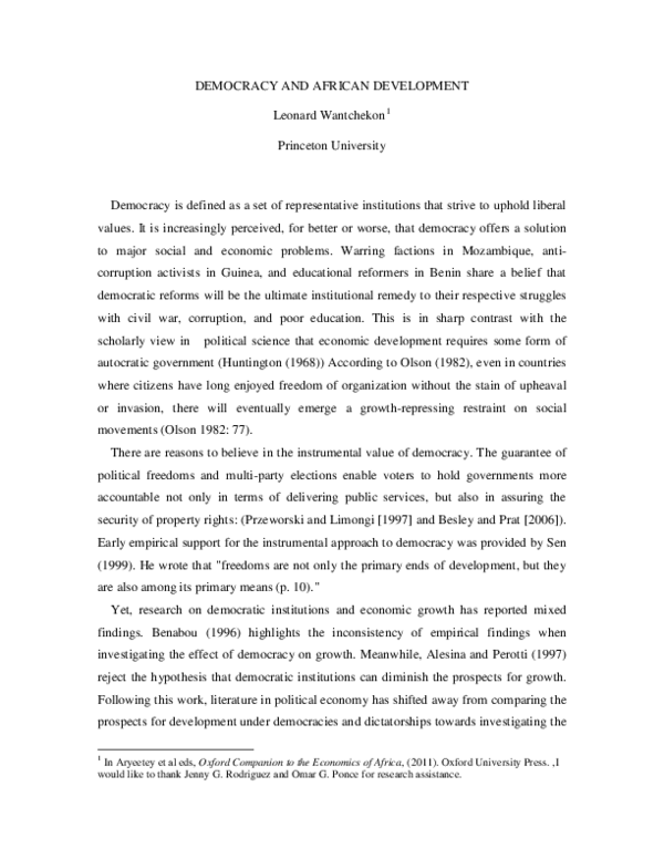 (PDF) Democracy and African Development