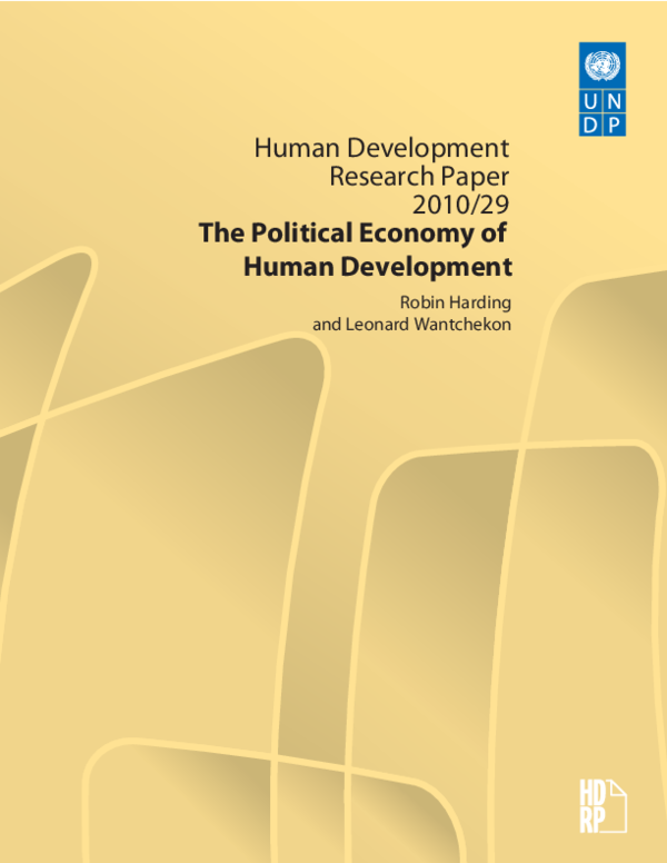 (PDF) The Political Economy of Human Development