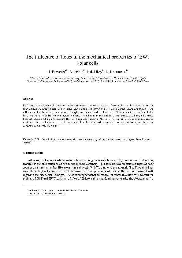 (PDF) The influence of holes in the mechanical properties of EWT solar ...