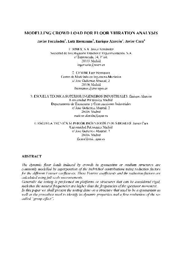 (PDF) Modelling Crowd Load for Floor Vibration Analysis