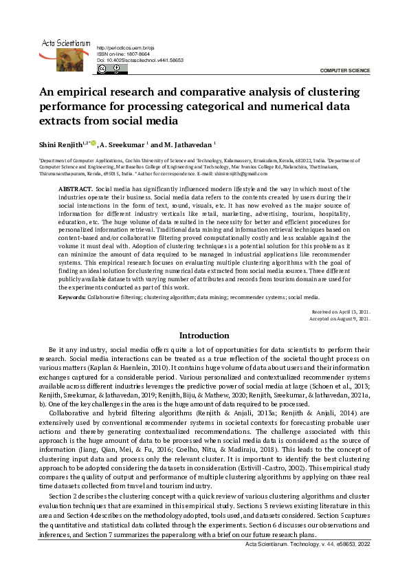 Pdf An Empirical Research And Comparative Analysis Of Clustering Performance For Processing
