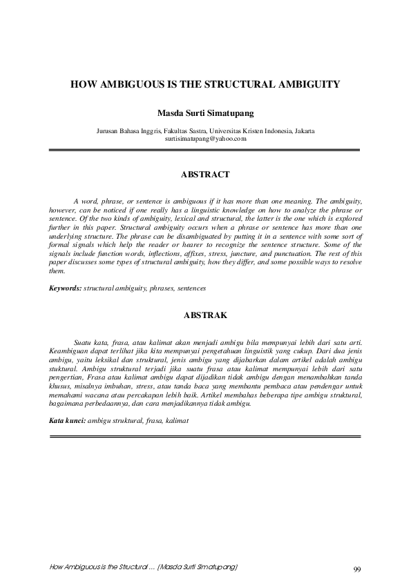 (PDF) How Ambiguous Is The Structural Ambiguity
