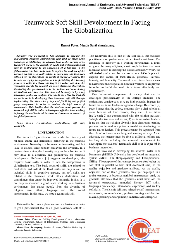 (PDF) Teamwork Soft Skill Development In Facing The Globalization