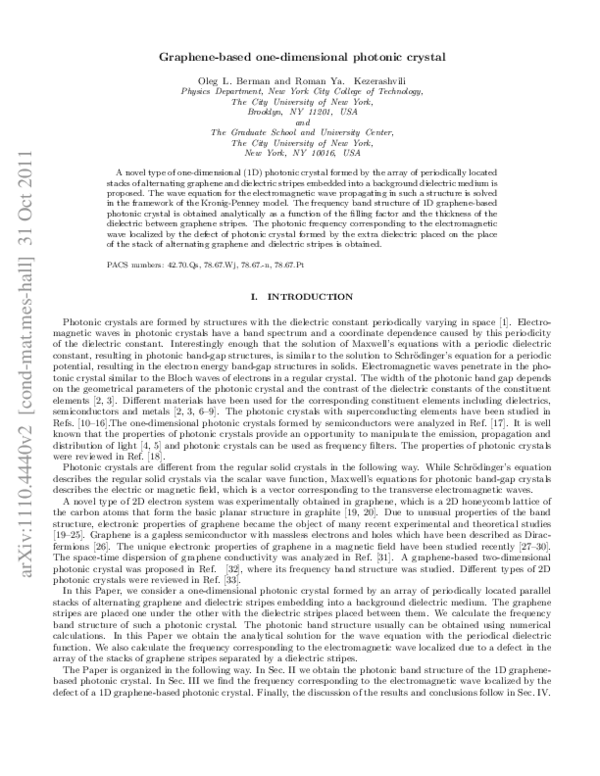(PDF) Graphene based one dimensional photonic | Gholam Reza Aleali ... (PDF) Graphene based one dimensional photonic | Gholam Reza Aleali ...