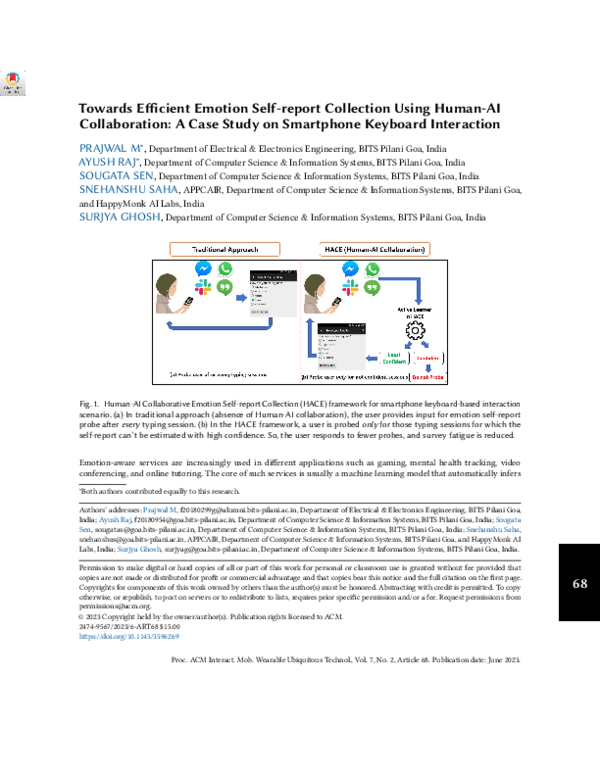 (PDF) Towards Efficient Emotion Self-report Collection Using Human-AI Collaboration | Surjya ...