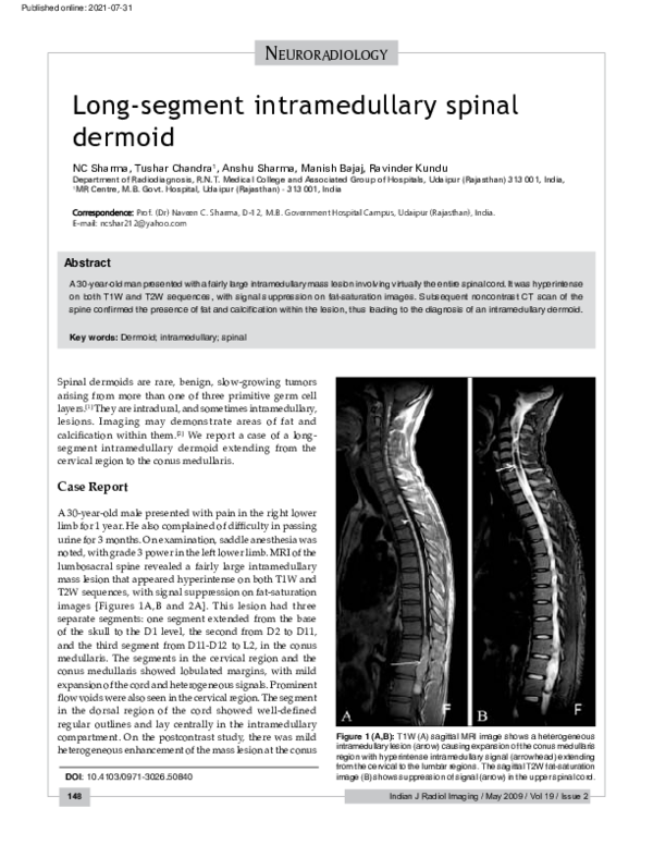 (PDF) Long-segment intramedullary spinal dermoid