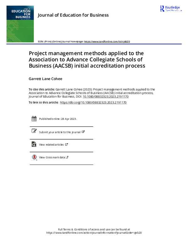 (PDF) Project management methods applied to the Association to Advance ...
