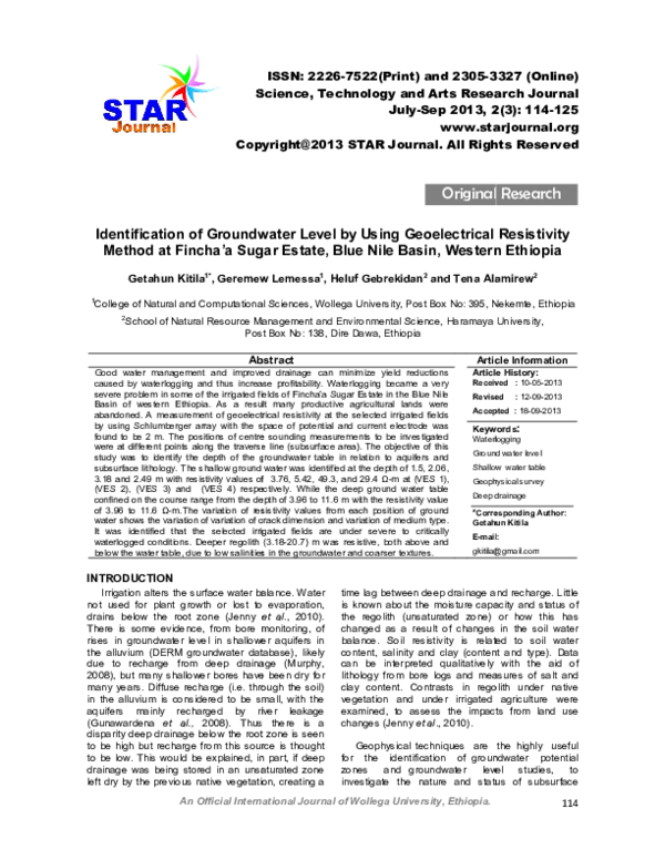 (PDF) Identification of Groundwater Level by Using Geoelectrical ...