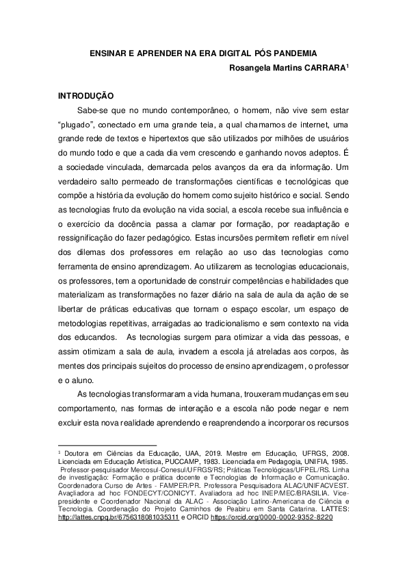 (PDF) ENSINAR E APRENDER NA ERA DIGITAL PÓS PANDEMIA
