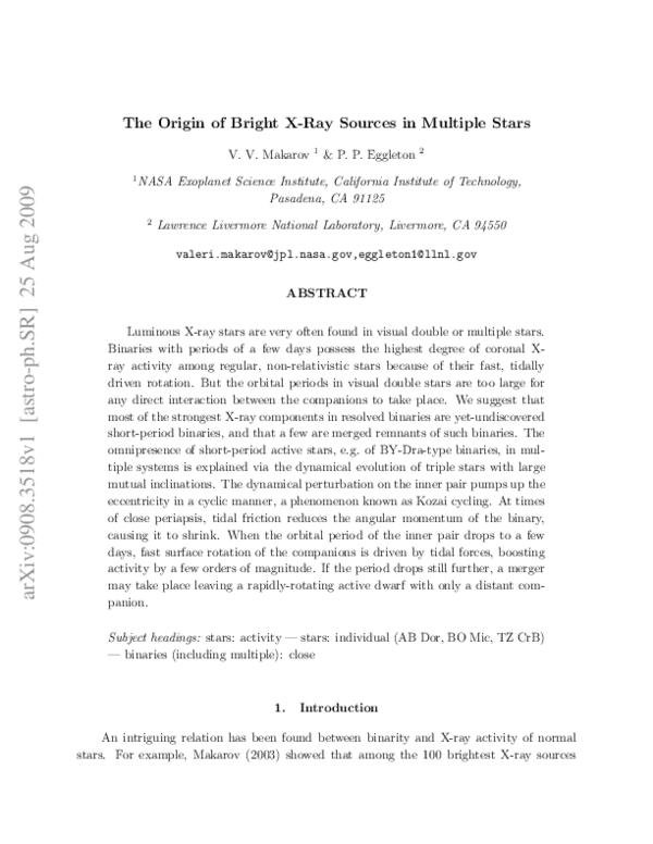 (PDF) X-Ray Sources in Multiple Stars | Peter Eggleton - Academia.edu