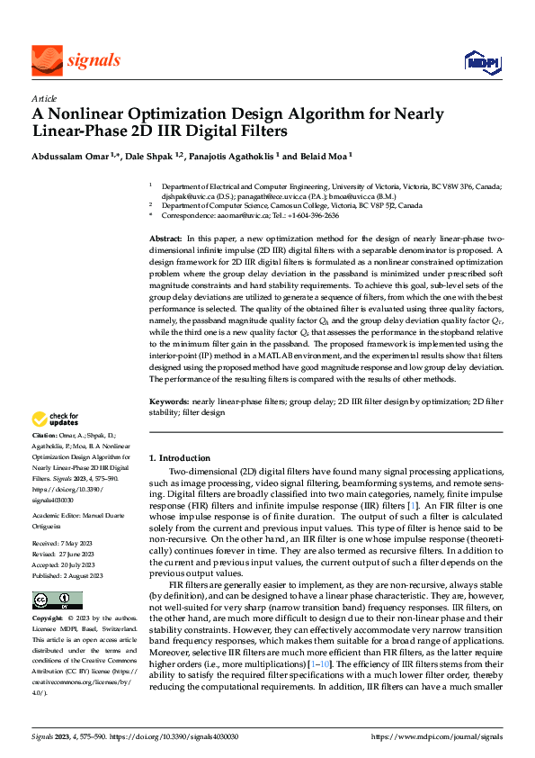(PDF) A Nonlinear Optimization Design Algorithm for Nearly Linear-Phase ...
