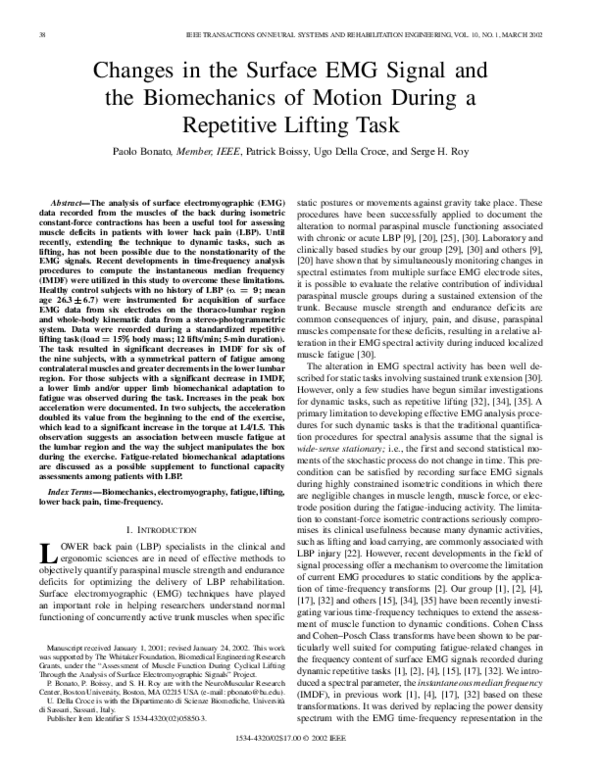 (PDF) Changes in the surface EMG signal and the biomechanics of motion ...