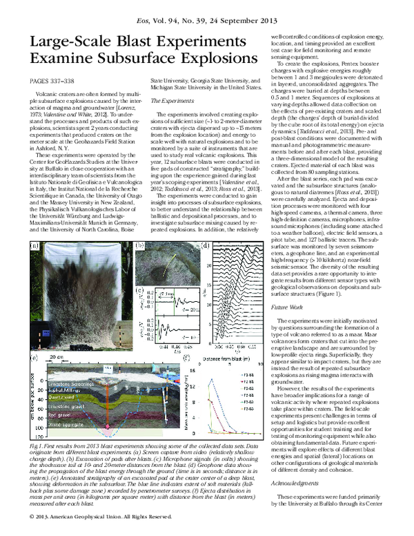 (PDF) Large-Scale Blast Experiments Examine Subsurface Explosions ...