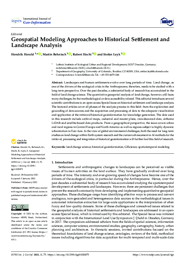 (PDF) Geospatial Modeling Approaches to Historical Settlement and ...