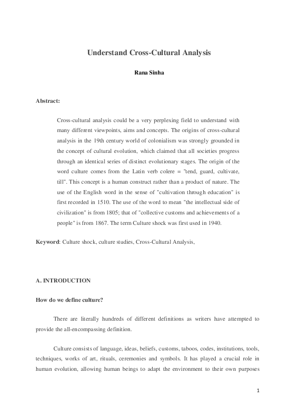 (PDF) Understand Cross-Cultural Analysis