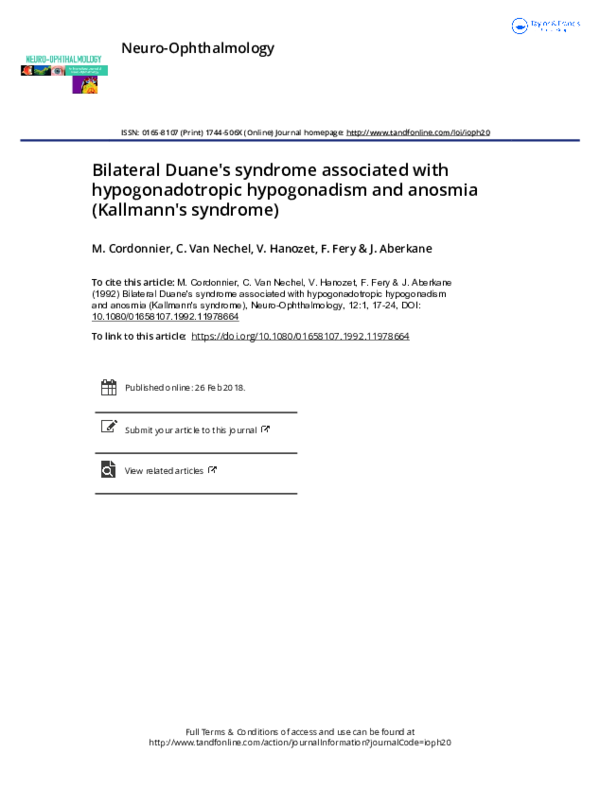 (PDF) Bilateral Duane's syndrome associated with hypogonadotropic ...