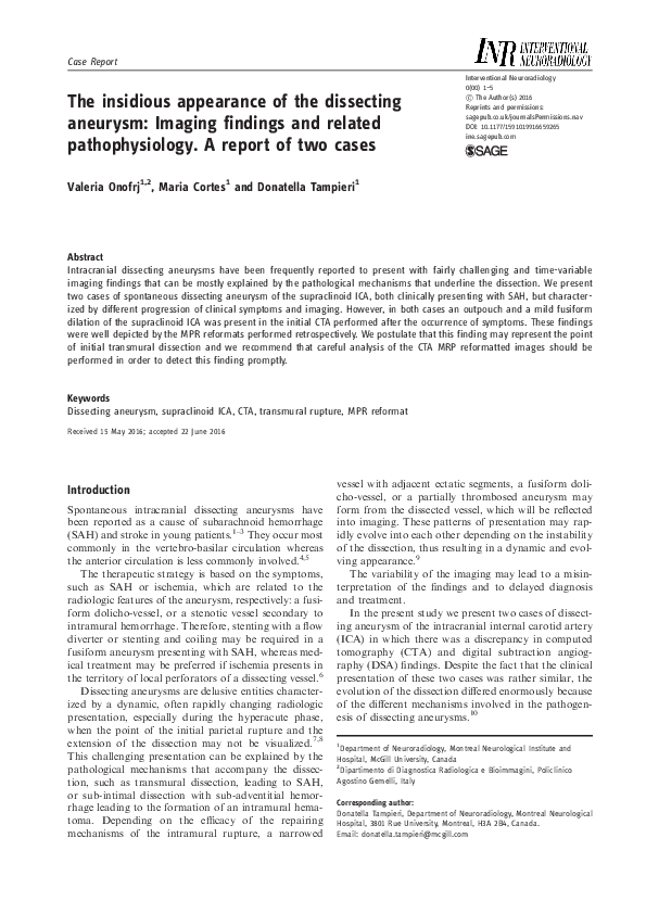 (PDF) The insidious appearance of the dissecting aneurysm: Imaging ...