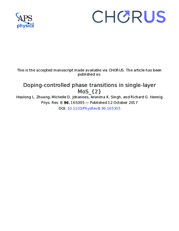 (PDF) Doping-controlled phase transitions in single-layer MoS2