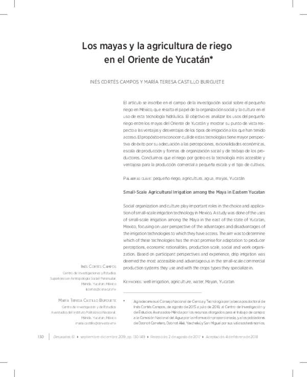 (PDF) Los mayas y la agricultura de riego en el Oriente de Yucatán