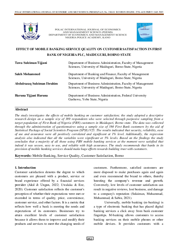 Pdf Effect Of Mobile Banking Service Quality On Customer Satisfaction