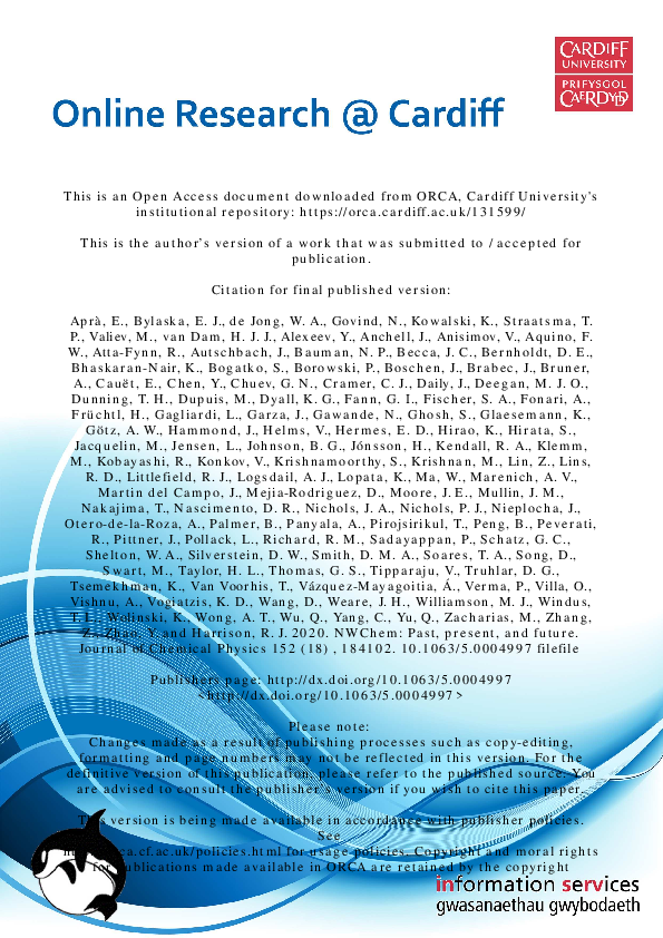 (PDF) NWChem: Past, present, and future