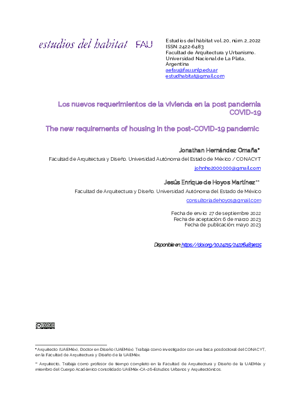 (PDF) Los nuevos requerimientos de la vivienda en la post pandemia COVID-