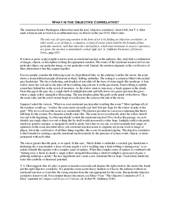 (PDF) The Objective Correlative and Epiphany: A high formula? smoking ...