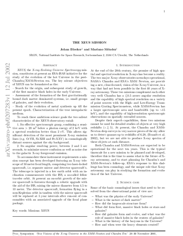 (PDF) The XEUS Mission