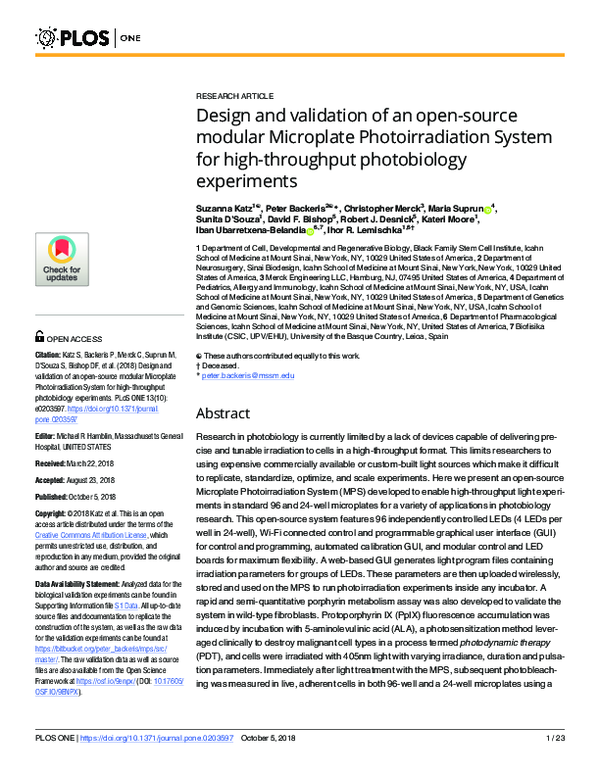 (PDF) Design and validation of an open-source modular Microplate Photoirradiation System for ...