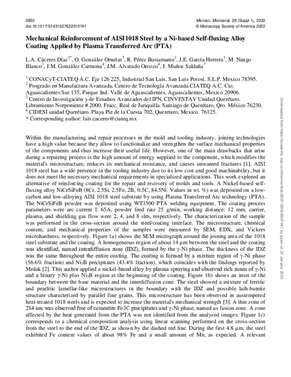 (PDF) Mechanical Reinforcement of AISI1018 Steel by a Ni-based Self ...