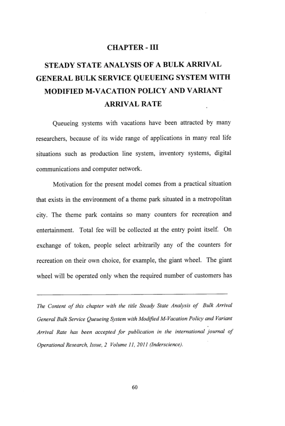 Pdf Chapter Iii Steady State Analysis Of A Bulk Arrival General Bulk Service Queueing System