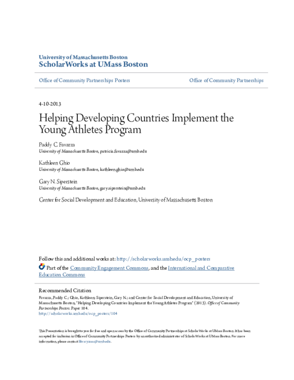 (PDF) Helping Developing Countries Implement the Young Athletes Program