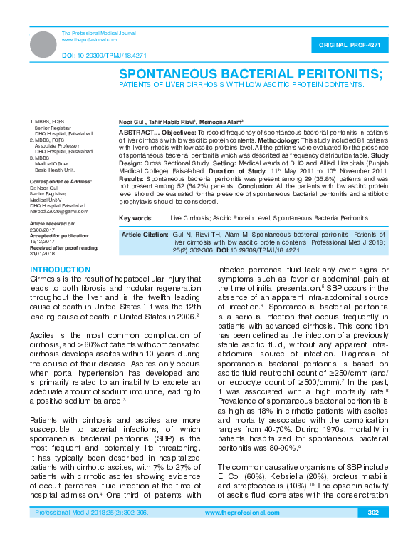 (PDF) Spontaneous Bacterial Peritonitis