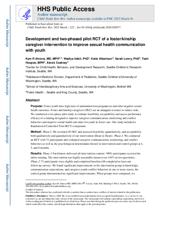 (PDF) Development and two-phased pilot RCT of a foster/kinship ...