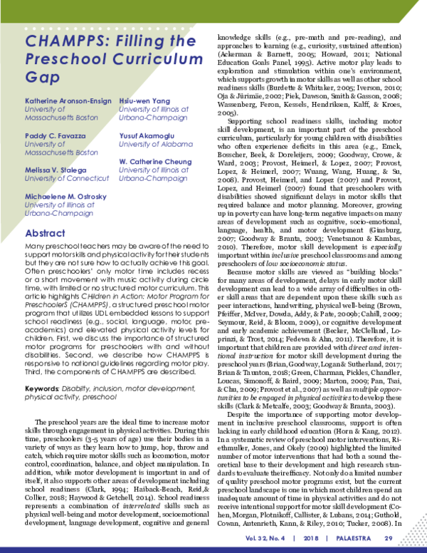 (PDF) CHAMPPS: Filling the Preschool Curriculum Gap